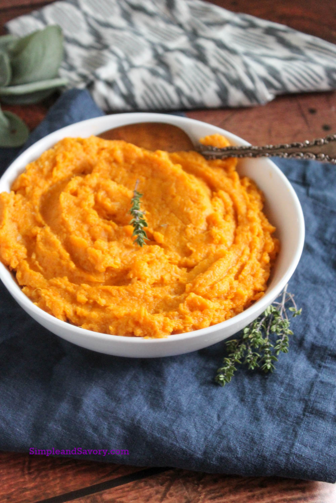 Garlic Ginger Sweet Potato Mash (Healthy Vegan Side Dish)