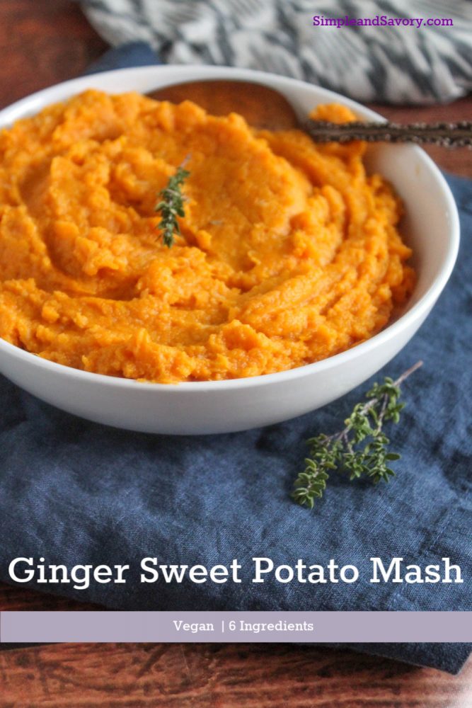 Garlic Ginger Sweet Potato Mash (Healthy Vegan Side Dish)