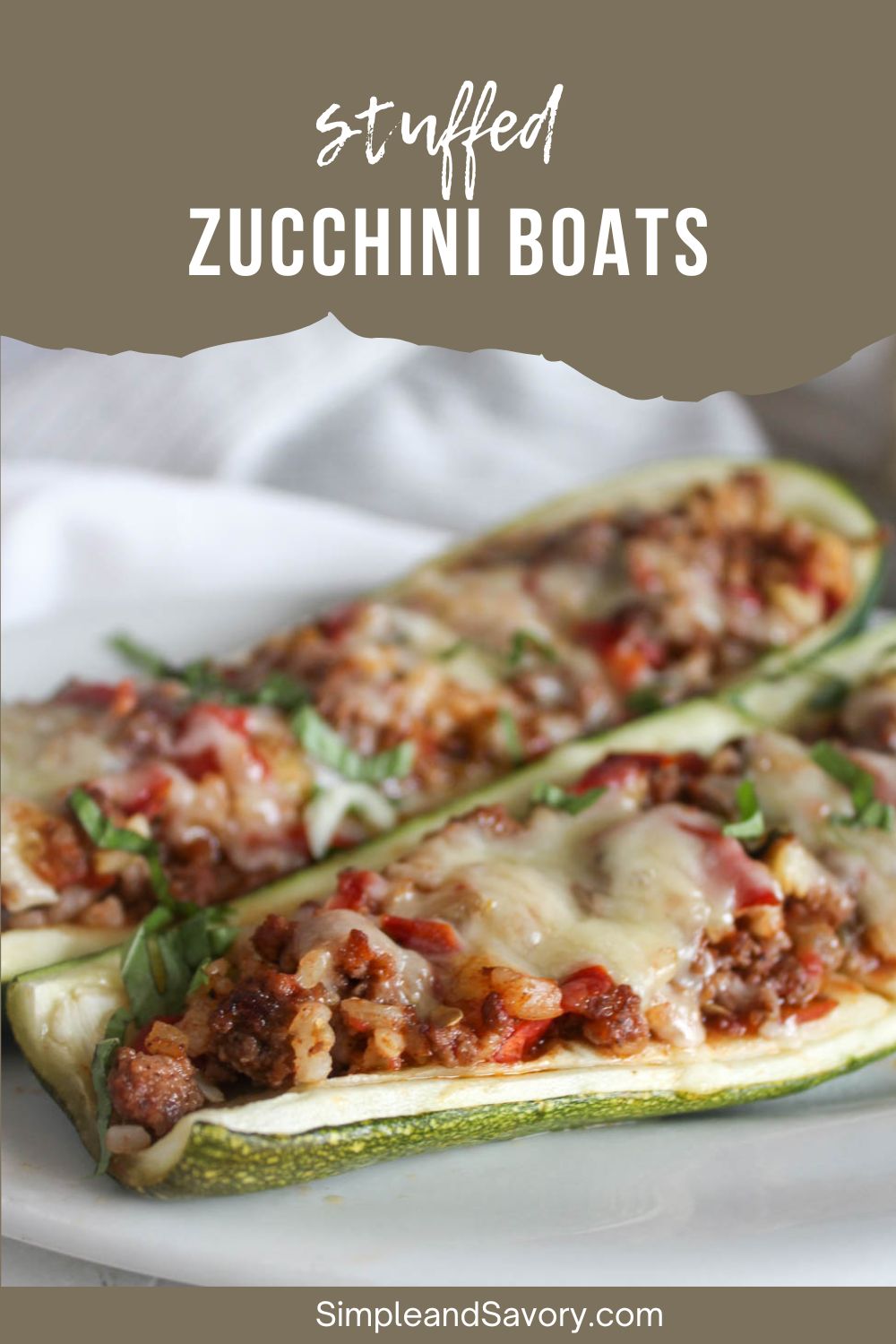 Stuffed Zucchini with Ground Beef and Rice Recipe - Simple And Savory