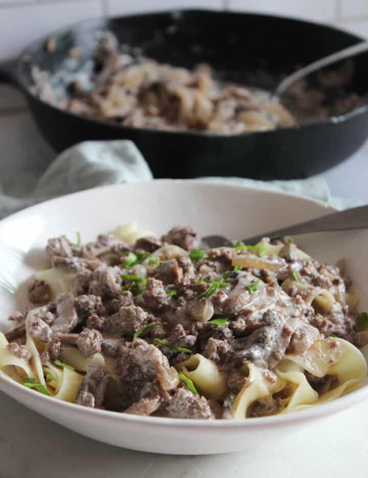Easy 5 Ingredient Beef Stroganoff with Ground Beef - Simple And Savory