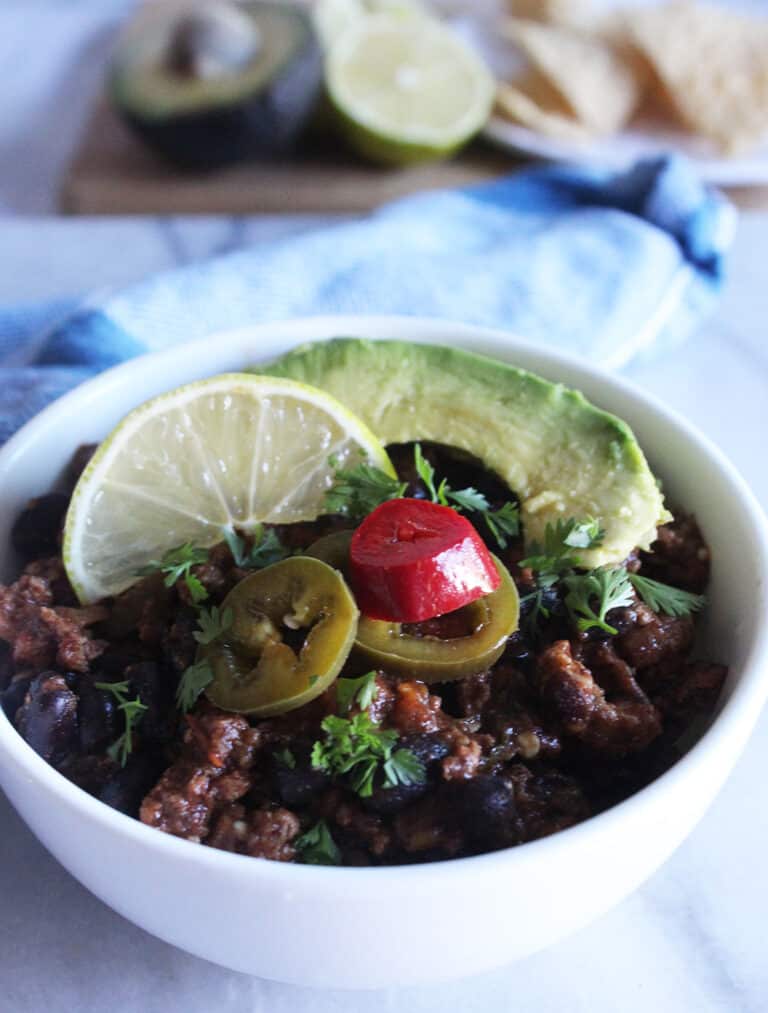 Ground Pork Chili Verde with Black Beans, Weeknight Chili