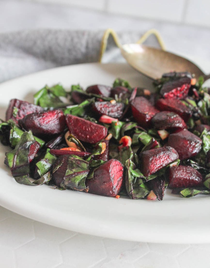How to Sauté Beets with Beet Greens - Easy Side Dish - Simple And Savory