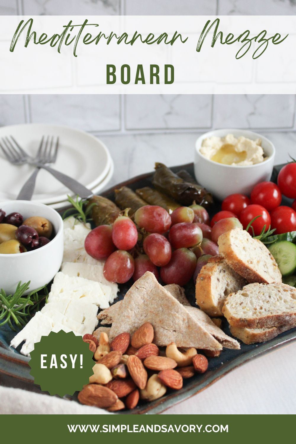 Easy Mediterranean Charcuterie Board Ideas (Mezze Grazing Board)