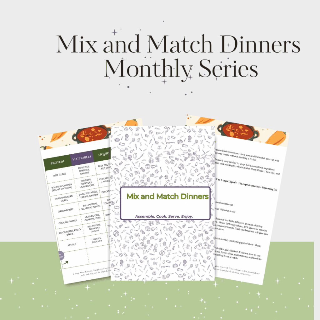 Monthly Mix and Match Dinners Sign-Up - Simple And Savory